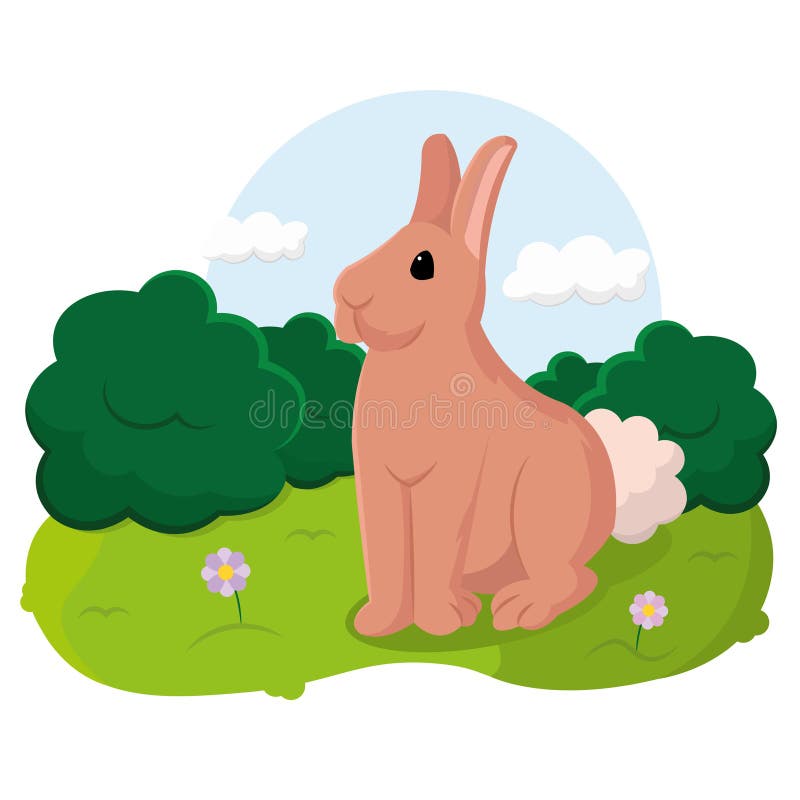 Brown Rabbit Standing with Big Cute Bunny Ears Stock Vector ...