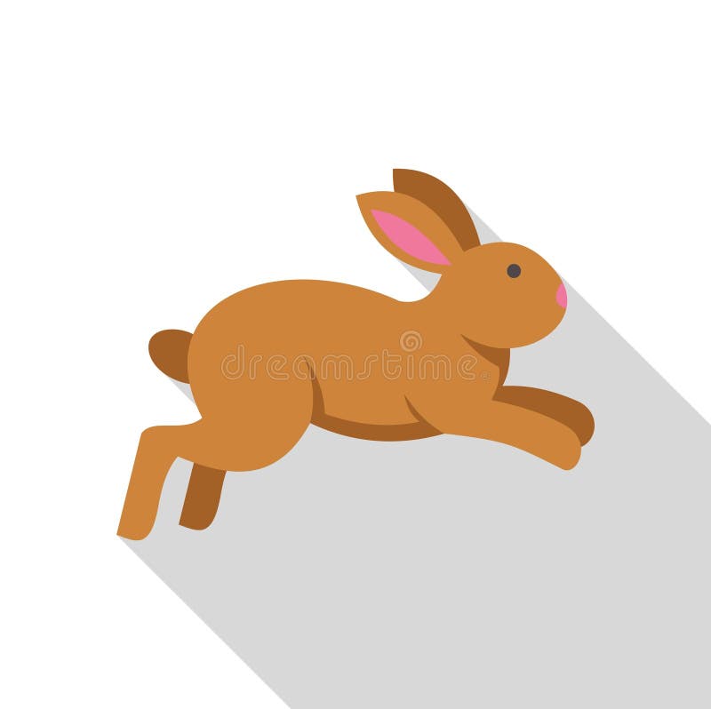 Brown Rabbit Jumping Long Shadow Icon Stock Illustration - Illustration ...