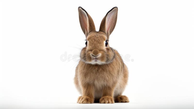 A Brown Rabbit with Large Ears on a White Background. with Copy Space ...