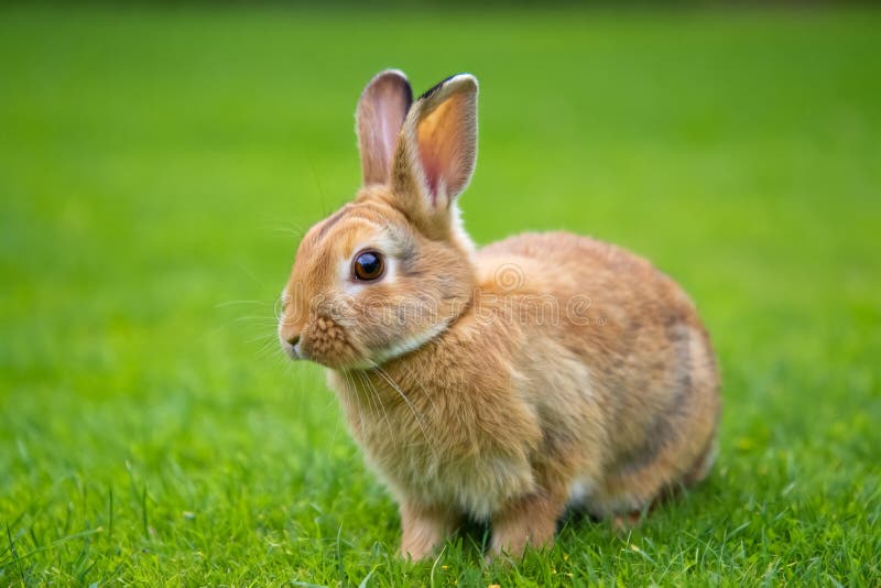 Brown Rabbit is Sitting on the Grass Stock Image - Image of mammal ...