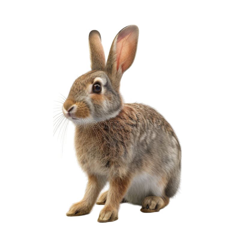 A Brown Rabbit Sitting with Its Ears Perked Up Stock Photo ...