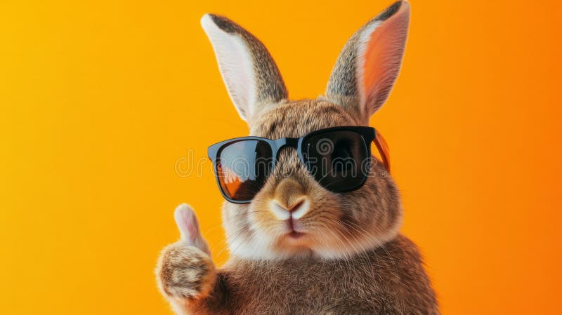 Brown Rabbit Wearing Sunglasses and Giving Thumbs Up Stock Illustration ...