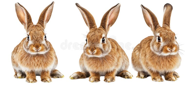Brown Rabbits Isolated on White Background Stock Photo - Image of ...