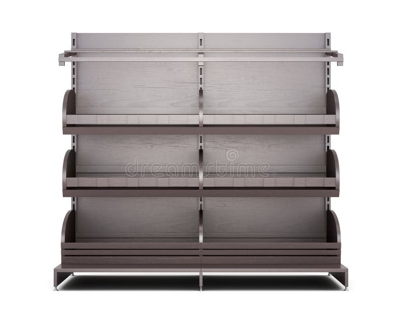 Shelves Front View on White Background. 3d Rendering Stock Illustration ...