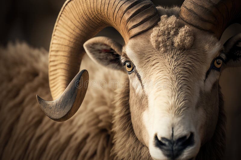 Brown Ram Portrait. Illustration AI Generative Stock Illustration ...
