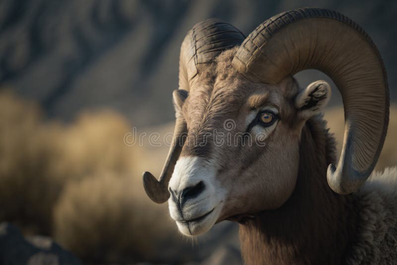 Brown Ram Portrait. Illustration Generative AI Stock Illustration ...