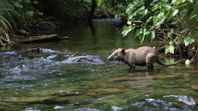Brown Rat Exploring a River in the Forest Stock Footage - Video of ...