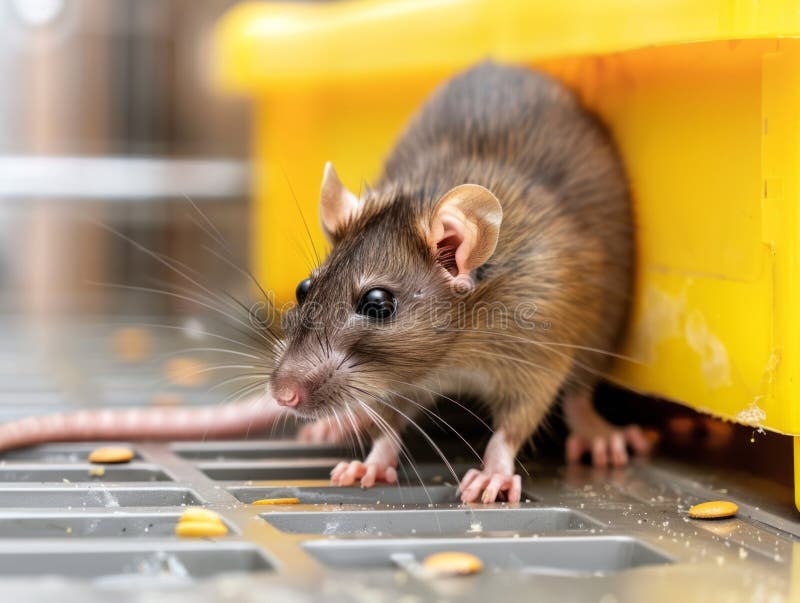 A Brown Rat is Standing in Front of a Yellow Container Stock Photo ...