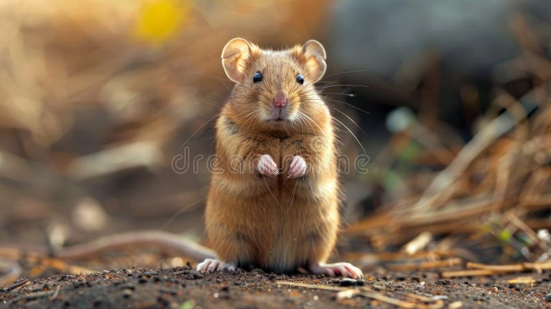 Brown Rat Standing Upright in Forest Stock Image - Image of alert ...
