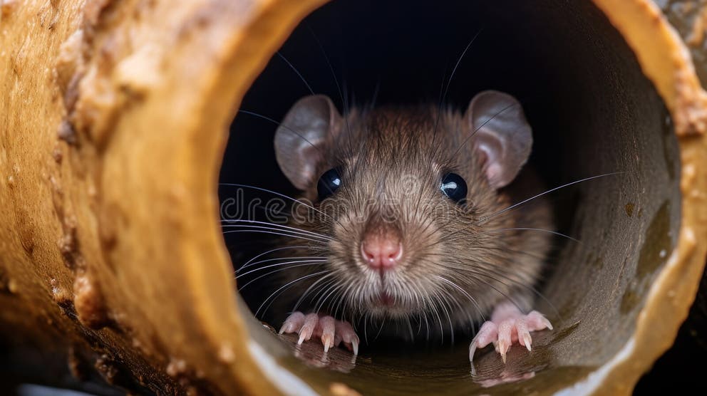 A Brown Rat in a Water Pipe Stock Illustration - Illustration of pest ...