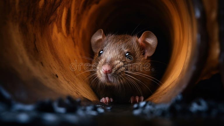 A Brown Rat in a Water Pipe Stock Illustration - Illustration of grey ...