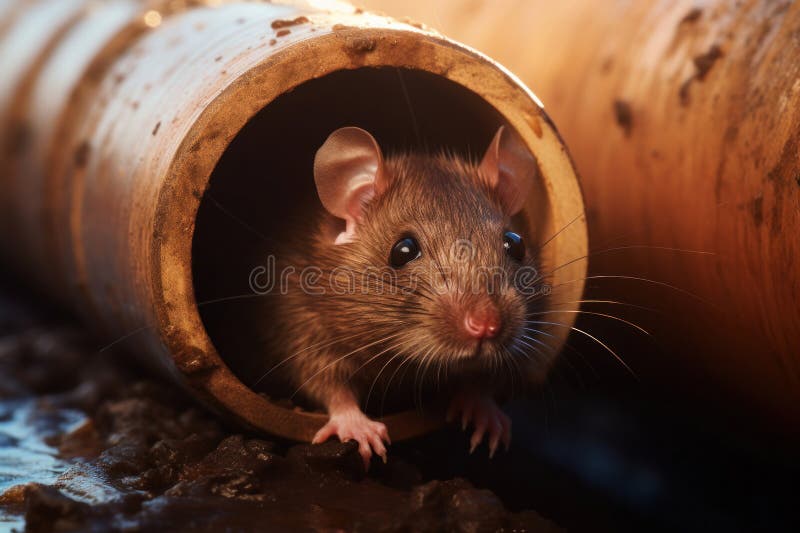 A Brown Rat in a Water Pipe Stock Illustration - Illustration of nose ...