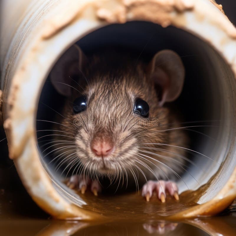 A Brown Rat in a Water Pipe Stock Illustration - Illustration of ...