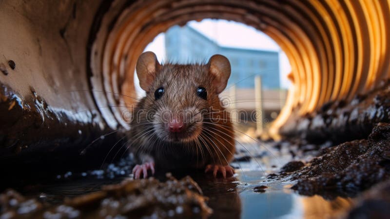 A Brown Rat in a Water Pipe Stock Illustration - Illustration of pipe ...