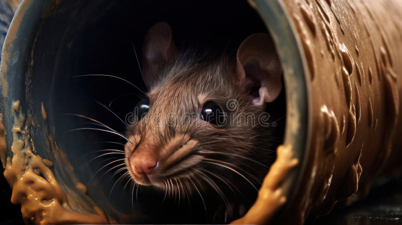 A Brown Rat in a Water Pipe Stock Illustration - Illustration of ...