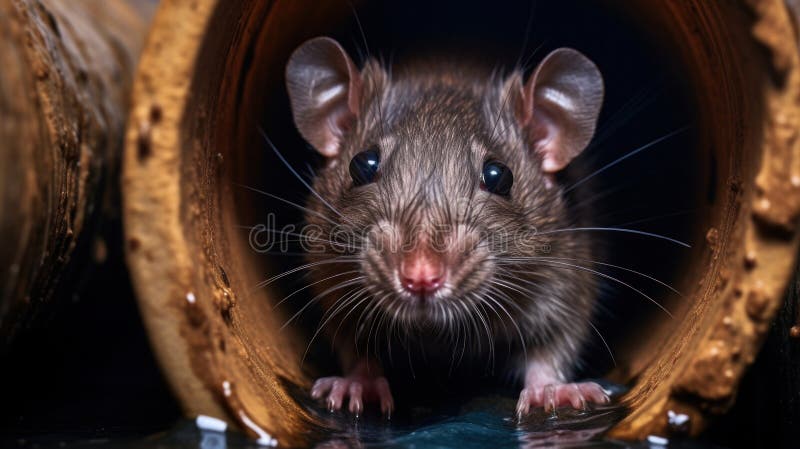 A Brown Rat in a Water Pipe Stock Illustration - Illustration of ...