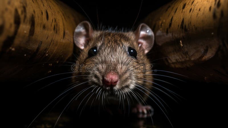 A Brown Rat in a Water Pipe Stock Illustration - Illustration of animal ...