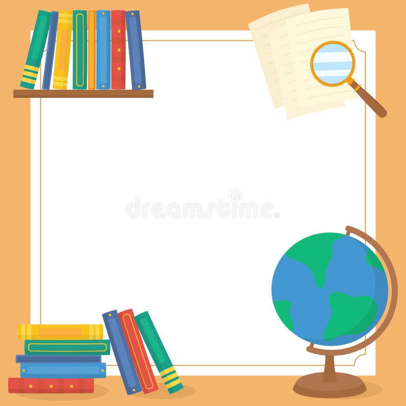 Brown Reading Book Globe Frame 1 Stock Vector - Illustration of border ...