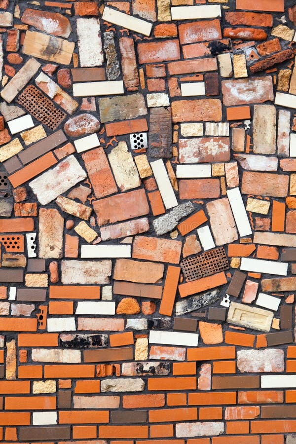 Brown Rectangle Bricks Create an Orange Brickwork Art on the Wall Stock ...