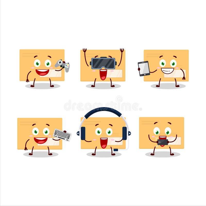 Brown Rectangle Envelope Cartoon Character with Cute Emoticon Bring ...