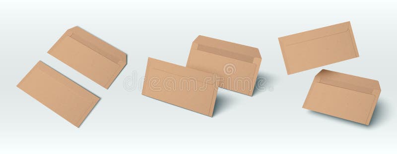 Brown Rectangular Closed and Open Envelopes Stock Illustration ...