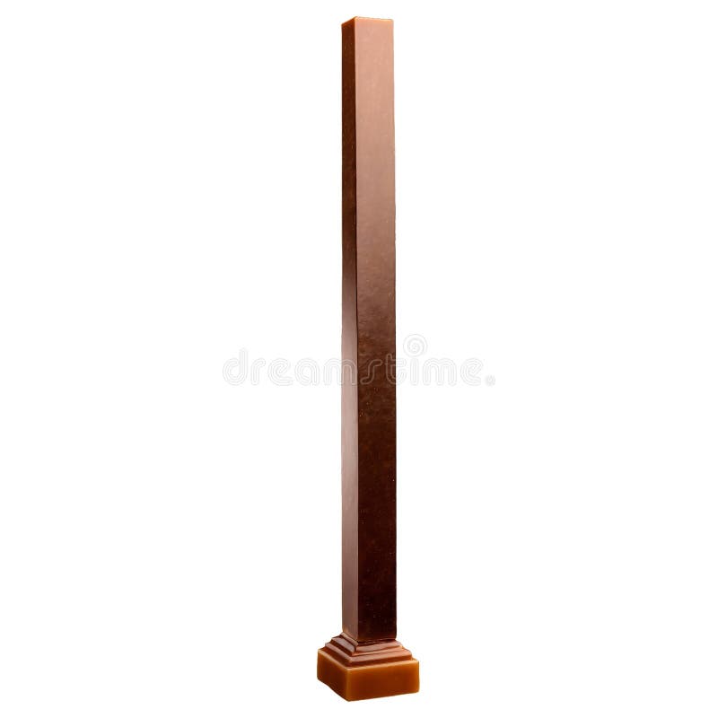 Brown Rectangular Pillar with Base on White Background, Vertical ...