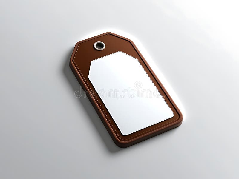 Brown Rectangular Tag with Blank White Label Stock Illustration ...