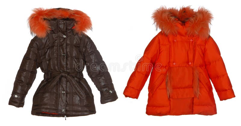 Brown and Red Female Winter Jackets Stock Photo - Image of elegance ...