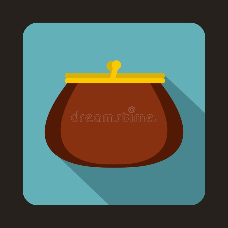 Brown Retro Purse Icon in Flat Style Stock Vector - Illustration of ...