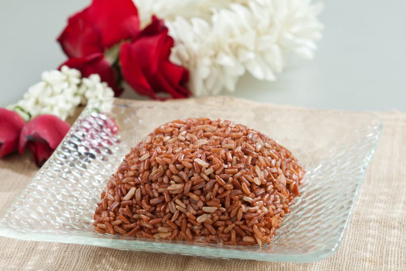 Thai brown rice on dish stock photo. Image of thai, green - 19513778
