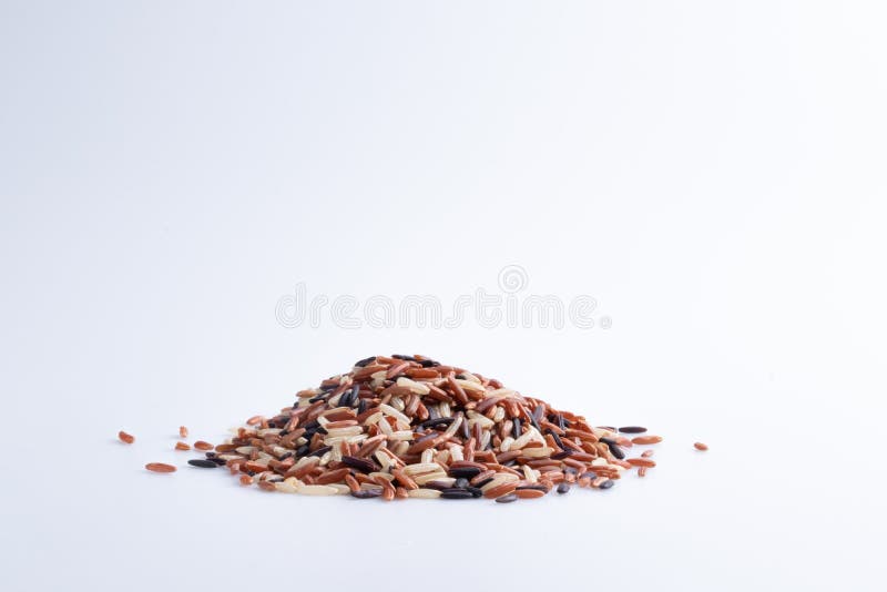 Brown Rice 3 Colors Thai Rice Varieties on a White Background Stock ...