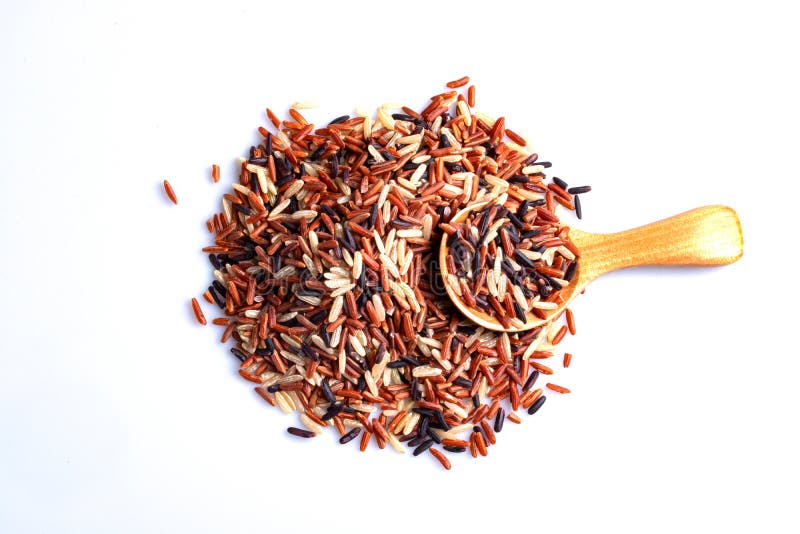 Brown Rice 3 Colors Thai Rice Varieties on a White Background Stock ...