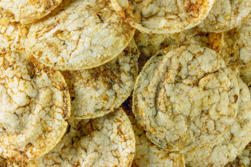 Brown Rice Crisps with Spices Texture Background Stock Image - Image of ...