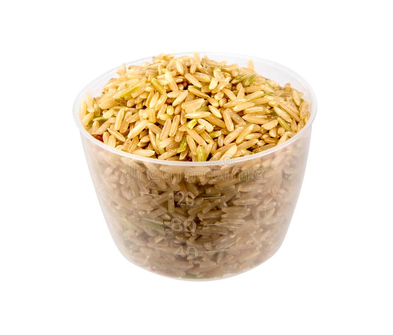 Brown Rice in a Cup Isolated on White Stock Image - Image of isolated ...