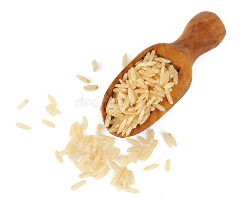 Brown Rice Isolated on White Background Stock Photo - Image of crop ...