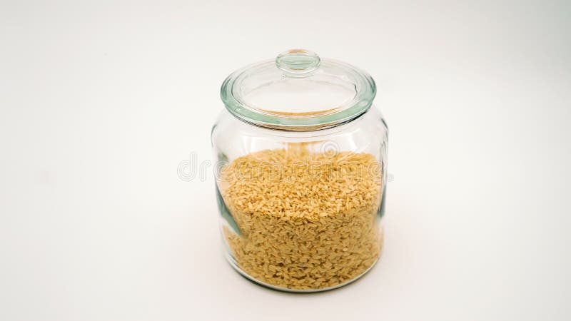 Brown Rice - Low Carbohydrate on an Isolated White Background Stock ...