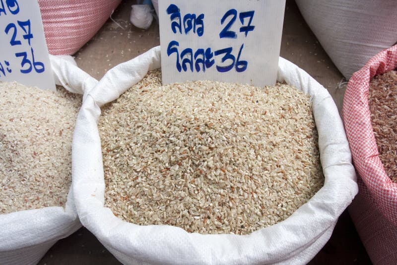 Brown rice in market stock image. Image of type, healthy - 27706433