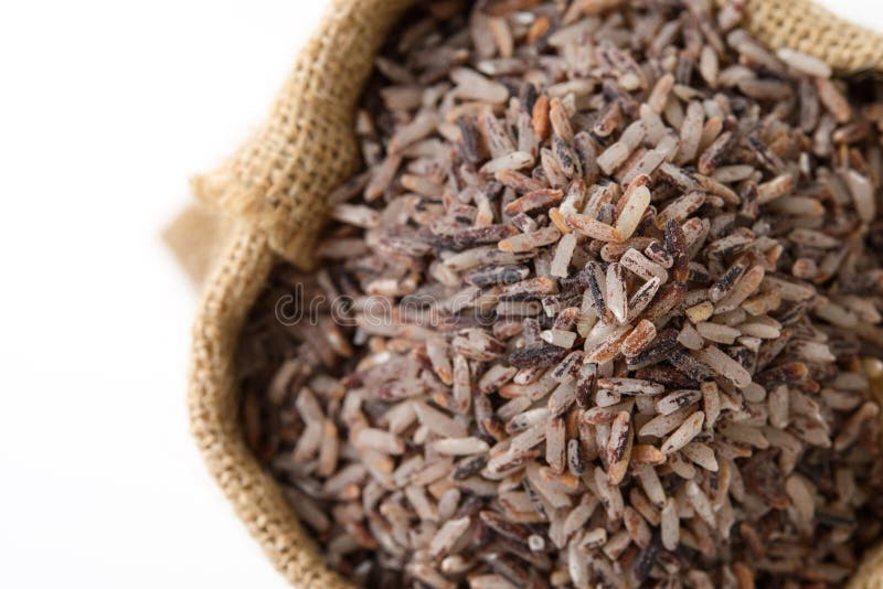 Brown rice in sack bag stock photo. Image of food, health - 54504518