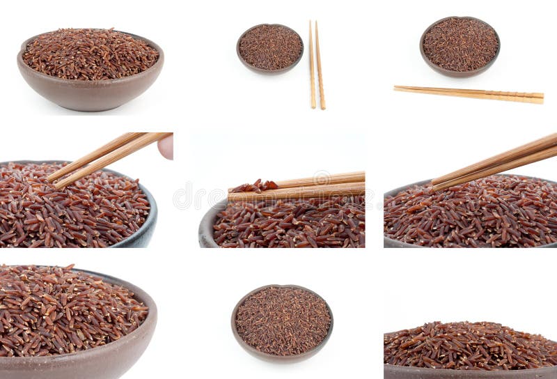 Brown rice set stock photo. Image of black, bowl, collection - 28209356