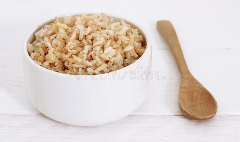 Brown Rice stock photo. Image of bowl, spoon, diet, grain - 85737380