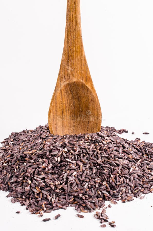 Brown Rice with Wooden Spoon Stock Image - Image of cuisine, health ...