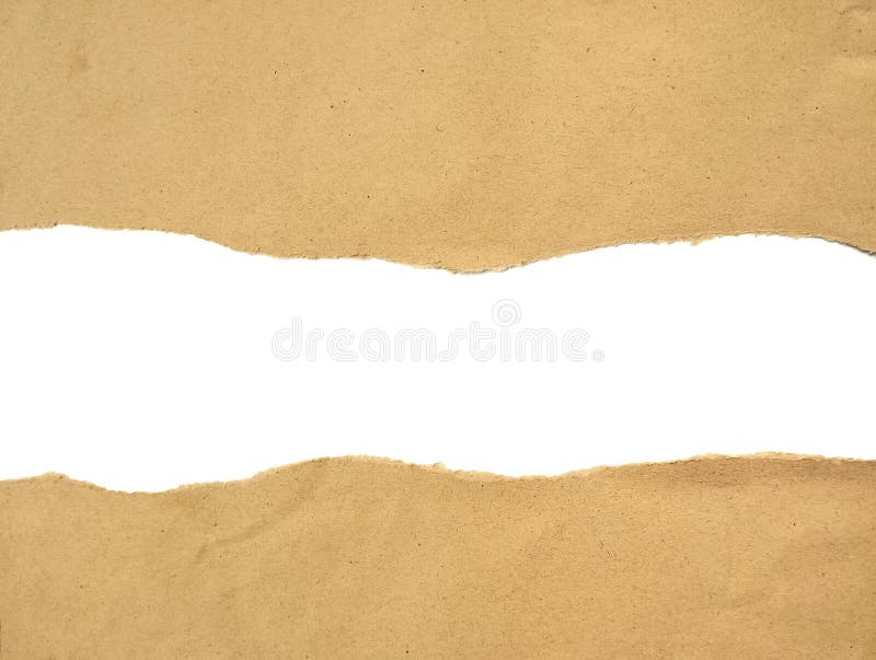 Brown Ripped Paper Torn Edges Strips Isolated on White Background Stock ...
