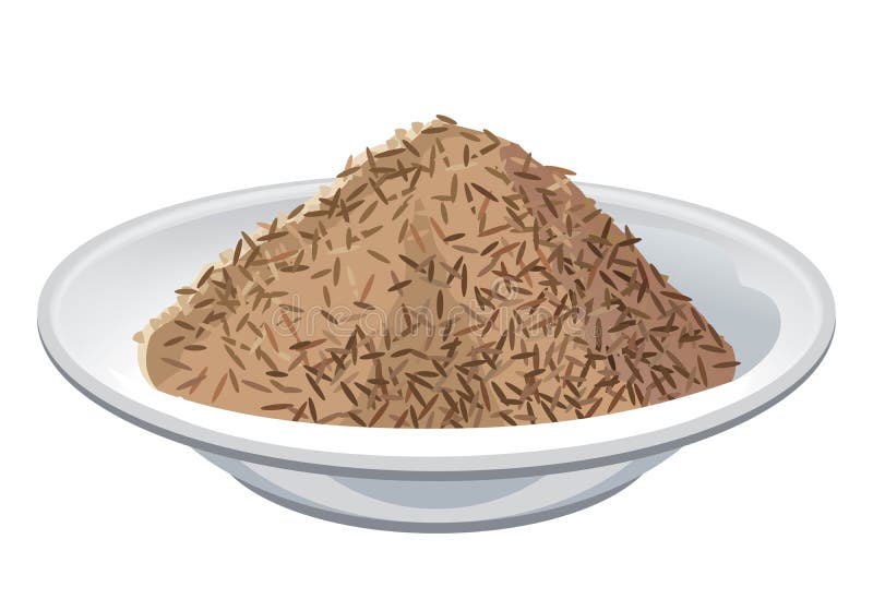 Brown rice on plate stock vector. Illustration of dark - 71033750