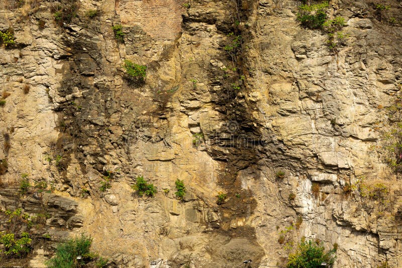Brown Rock Wall on the Embankment in Tbilisi, Georgia Stock Image ...