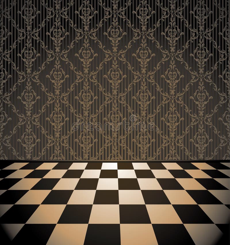 Checkered Floor Room Outline Stock Illustration - Illustration of copy ...
