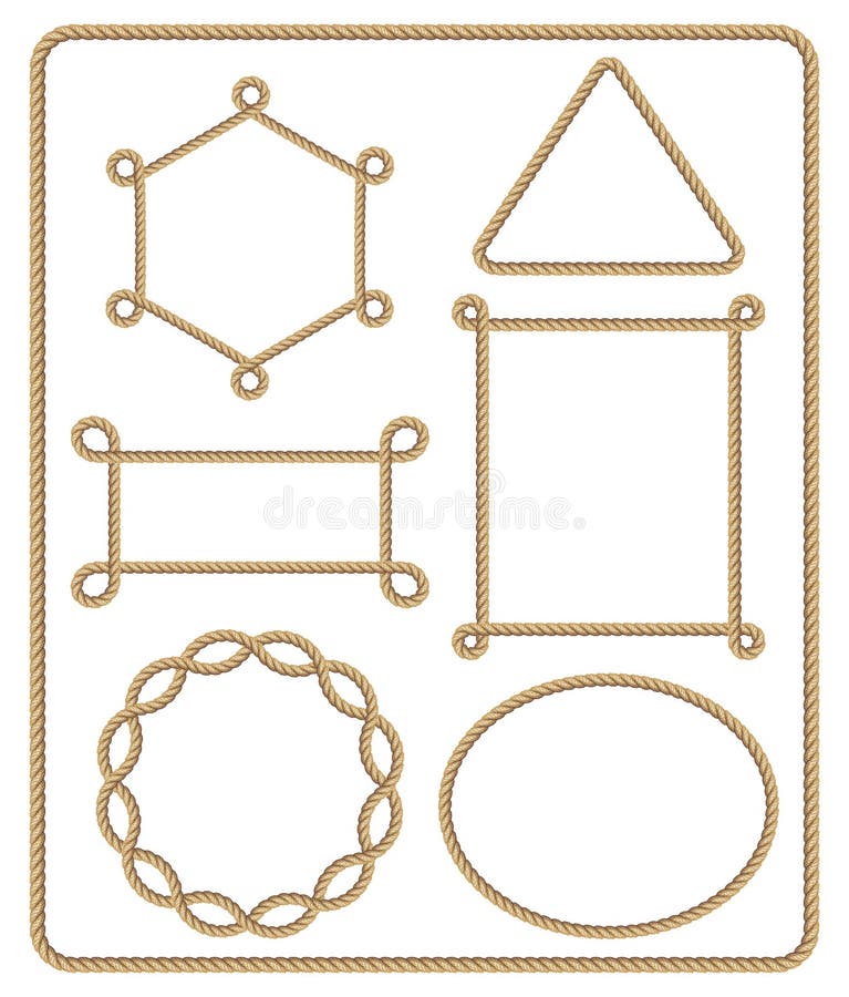 Brown Rope Frame Set. Vector Illustration Stock Vector - Illustration ...