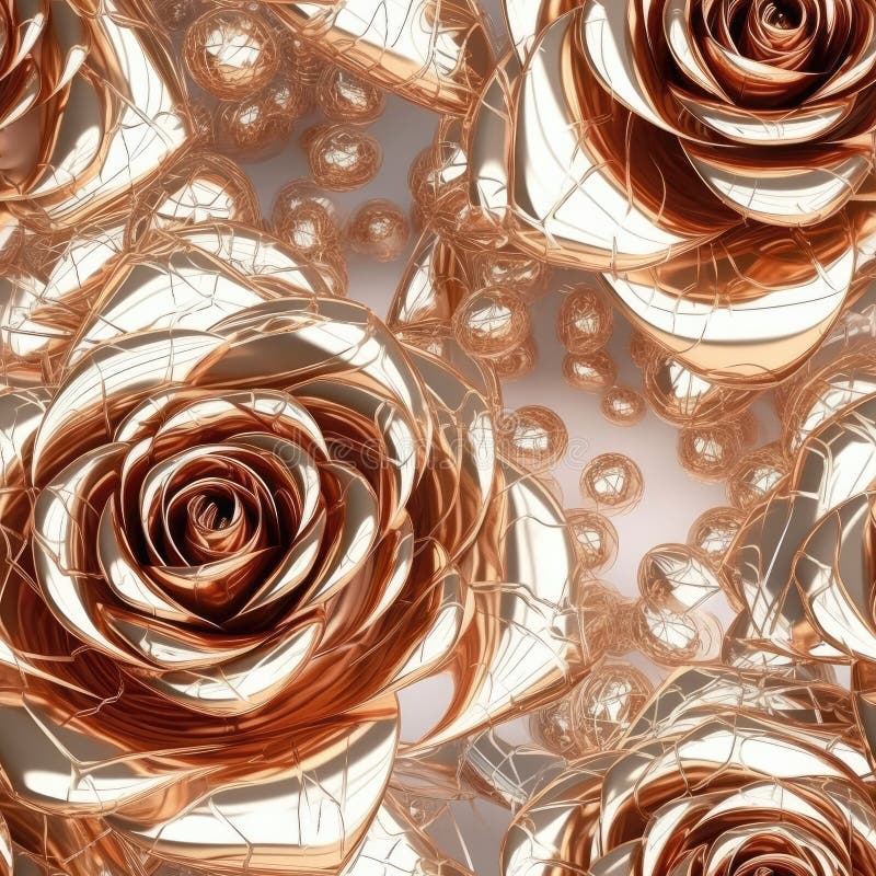 Brown Rose Flowers Glitter White Background Tile Seamless Background ...