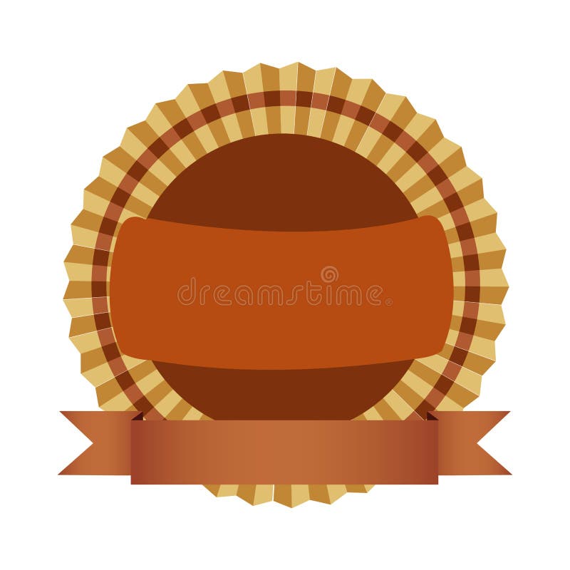 Brown Round Emblem with Ribbon Icon Stock Illustration - Illustration ...
