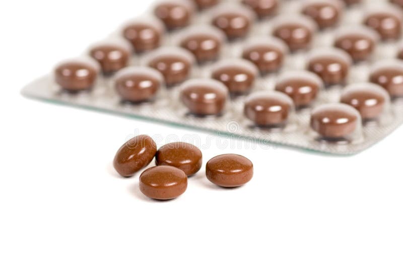 Brown Antibiotic Capsules With Bottle Stock Image - Image of pill ...