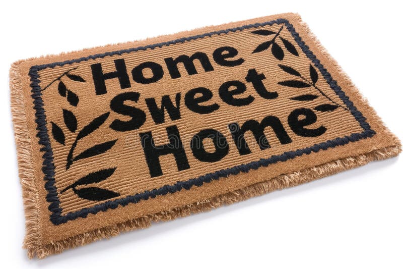 Brown Rug with Black Text Home Sweet Home Isolated on White Background ...